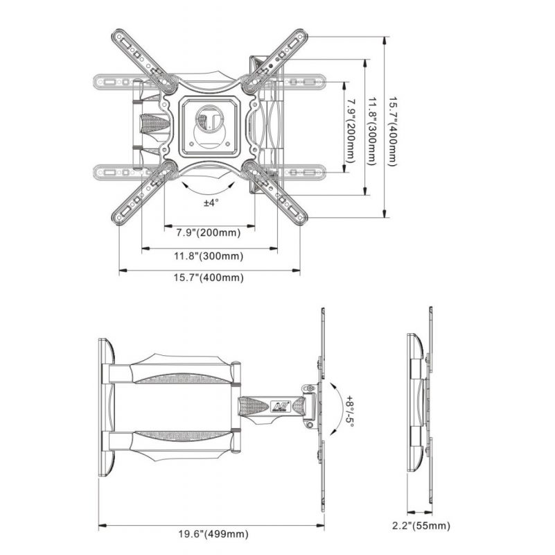Single Arm Full Motion Mount Suitable for TV 32-52" (T101) - Tivi Solutions